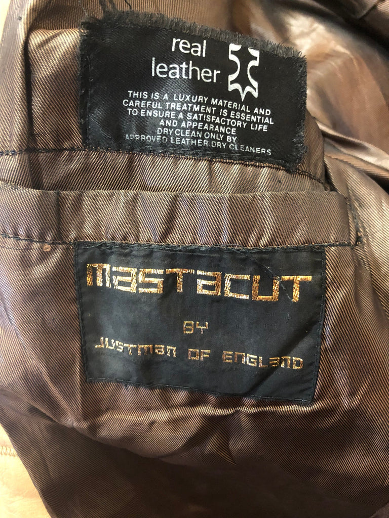 1970s Belted Leather Jacket by Mastacut Justman of England - Size UK S - Urban Village Vintage ...