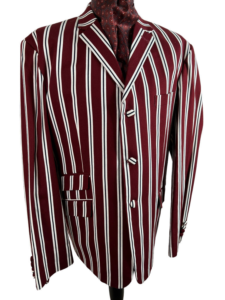 1960s Mod Style Tailor Made Striped Boating Blazer in Burgundy and ...