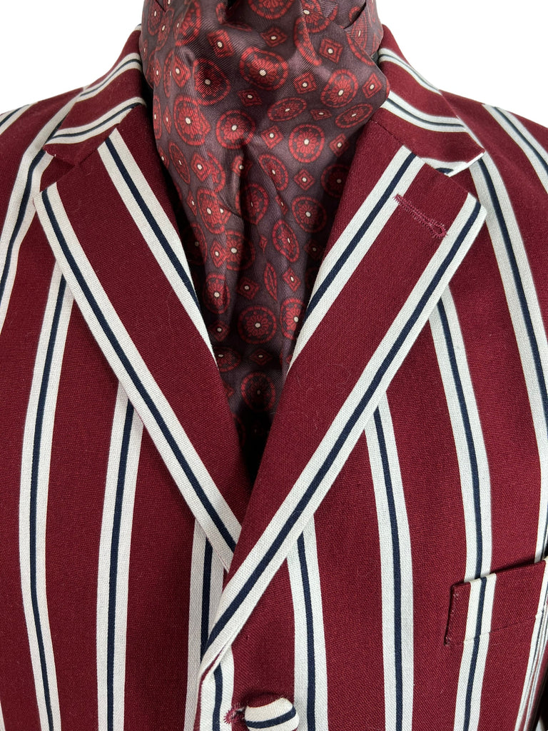 1960s Mod Style Tailor Made Striped Boating Blazer in Burgundy and ...