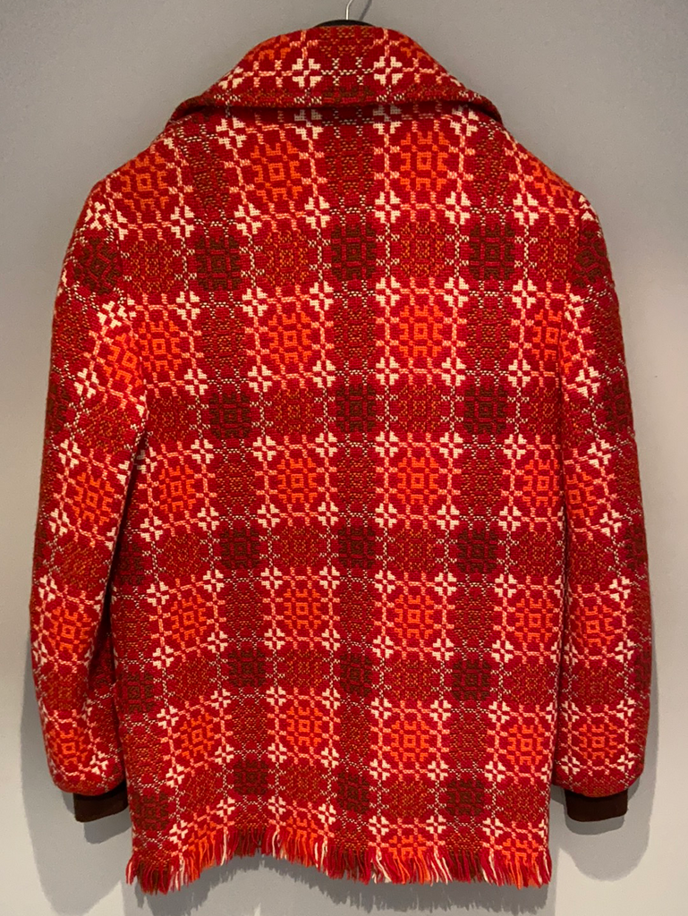 Vintage 1960s Welsh Wool Tapestry Jacket with Fringing by Jon Ro in Red ...