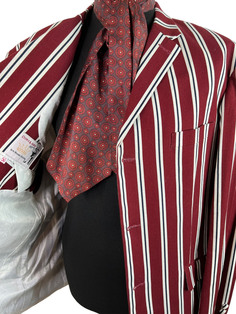 1960s Mod Style Tailor Made Striped Boating Blazer in Burgundy and ...