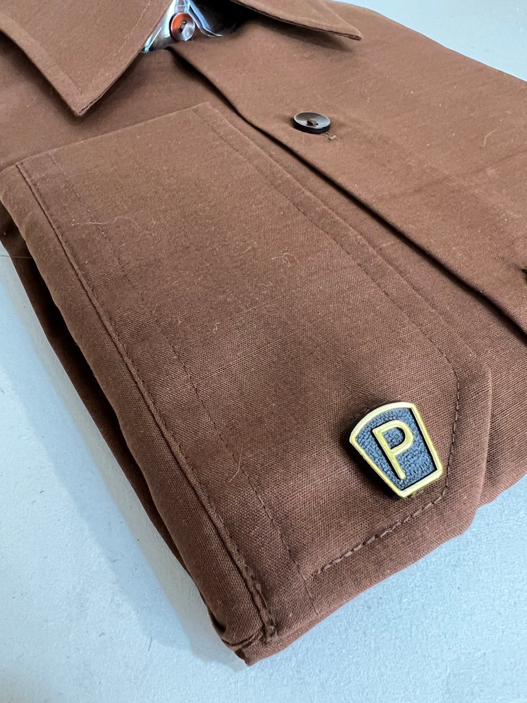 Vintage 1970s Dagger Collar Shirt in Brown - Size XL - Men's Clothing ...